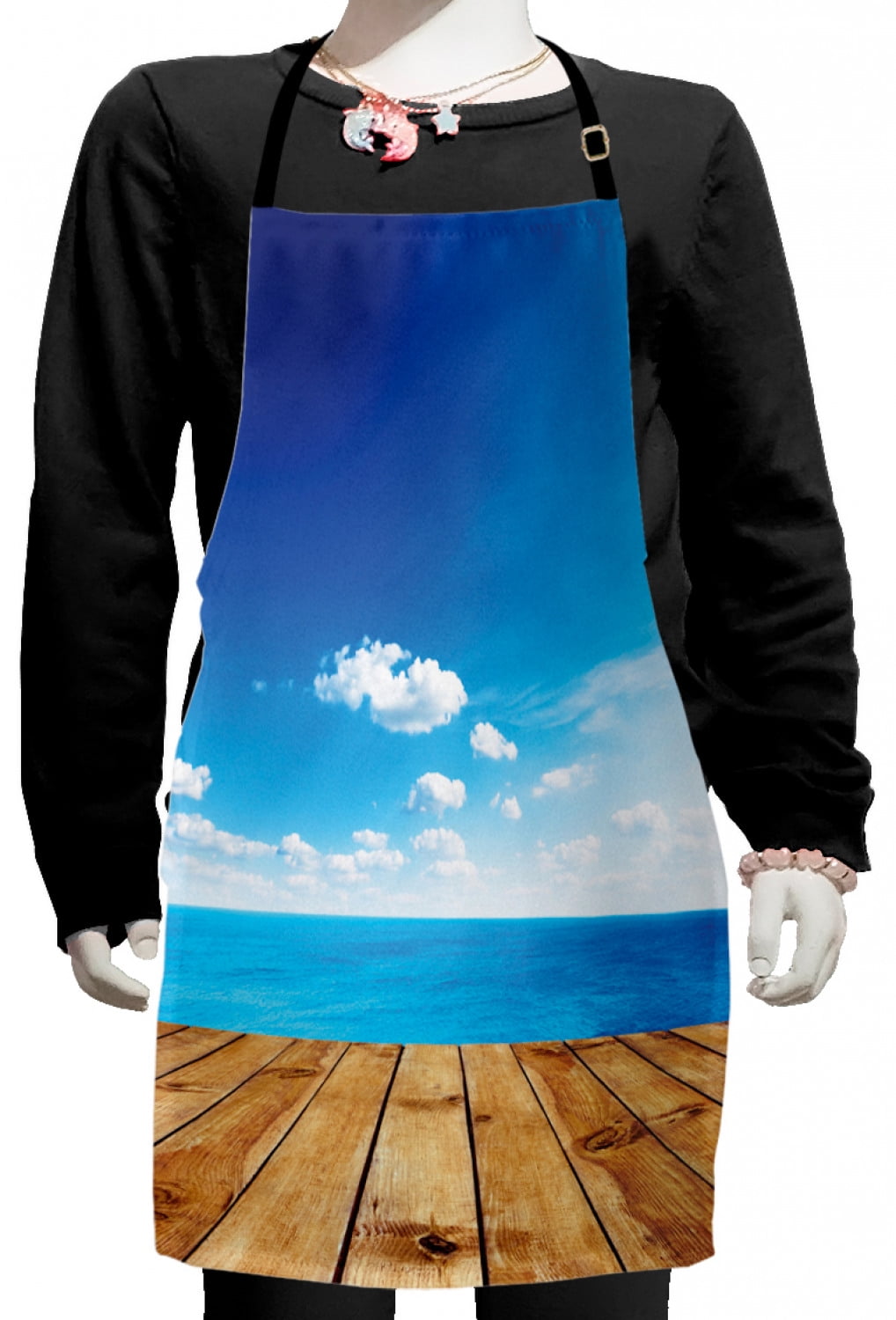 Landscape Kids Apron, Seascape View from Pier Under Cloudy Vivid Summer ...