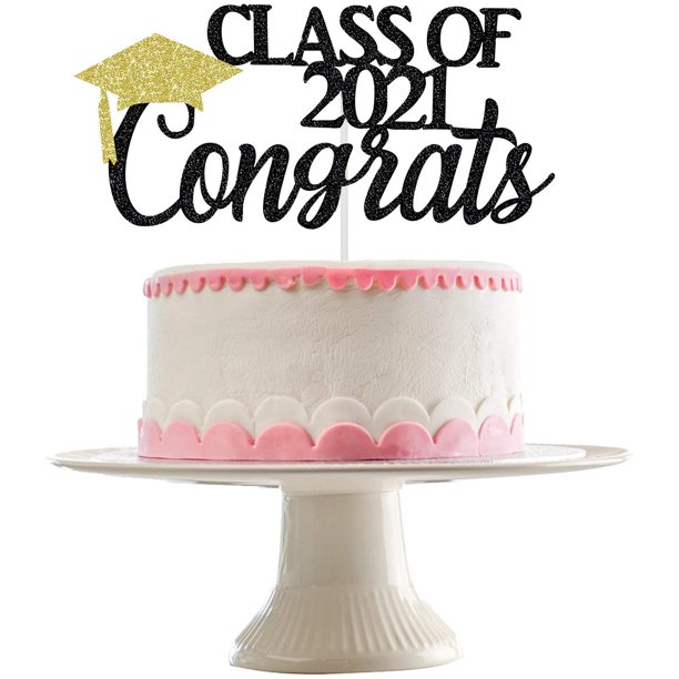 Black Glitter Congrats Class of 2021 Cake Topper, 2021 Graduation Cake ...