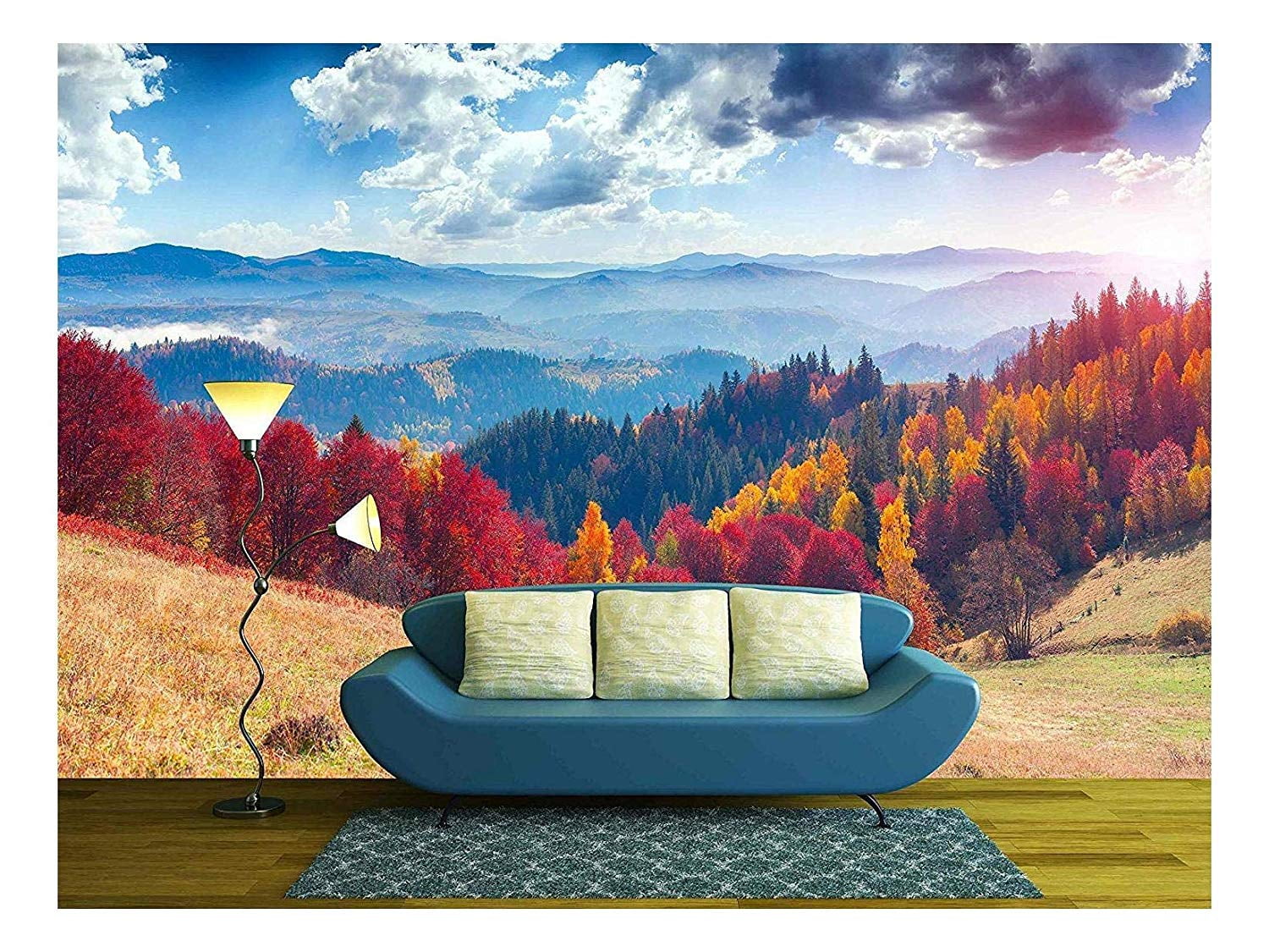 Wall26 Colorful Autumn Landscape in The Mountain Village - Removable ...