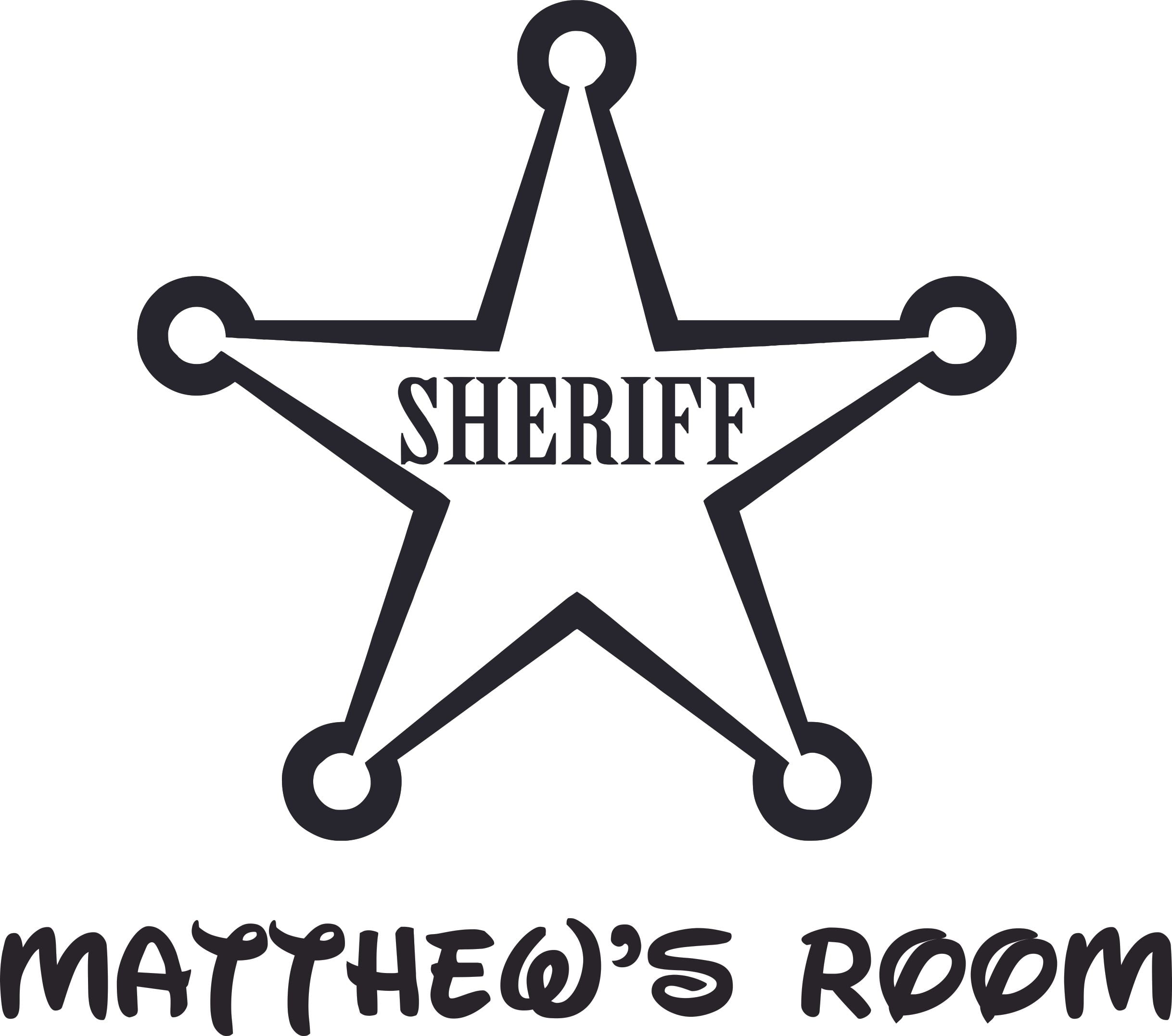 Sheriff Badge Wall Art Design Customized Name Wall Decal - Custom Vinyl Wall Art - Personalized ...