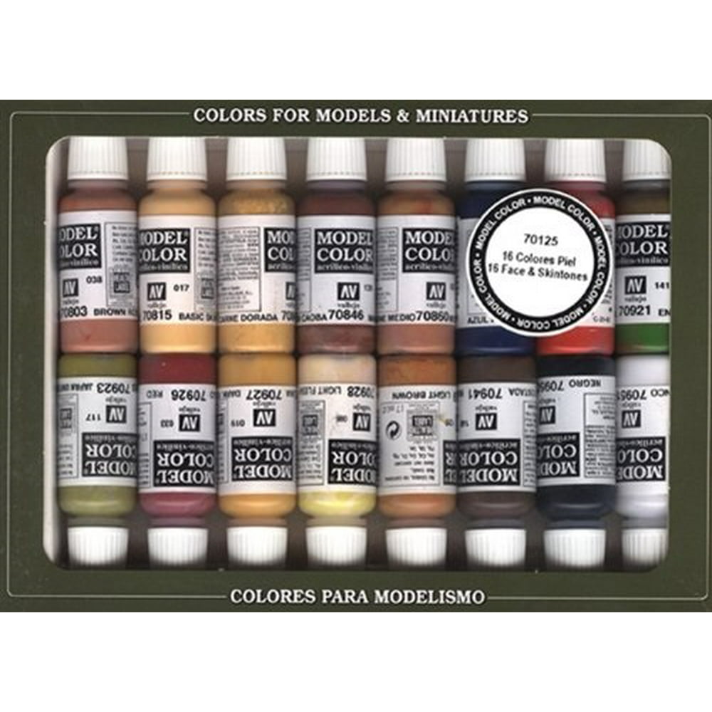 vallejo face/skin colors paint set, 16-colors, 17ml - Walmart.com ...
