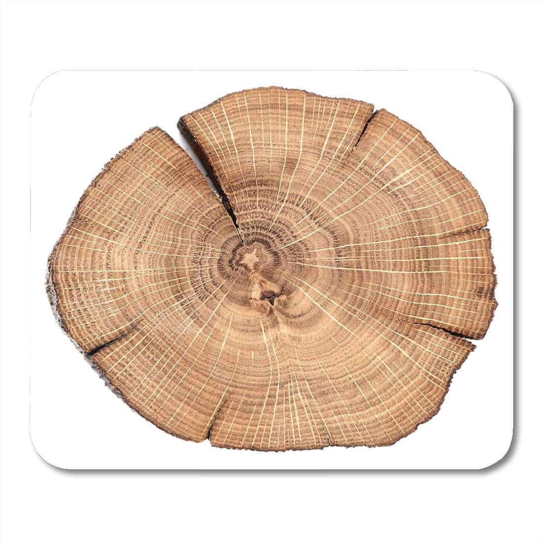 SIDONKU Brown Tree Oak Cracked Split Growth Rings Cut Wooden Board Log ...