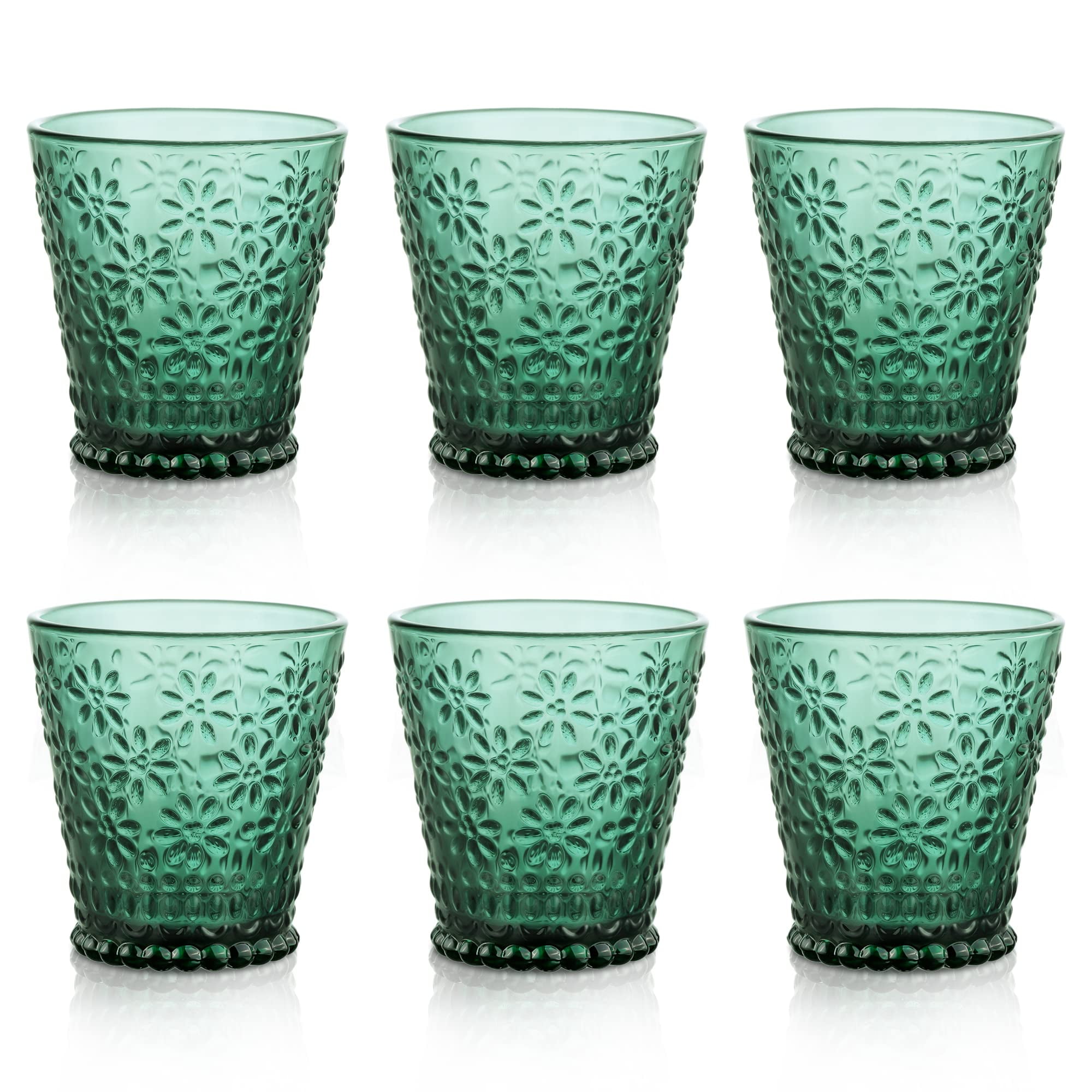 Vasos para beber de cristal colorido, juego de vasos de agua verdes con ...