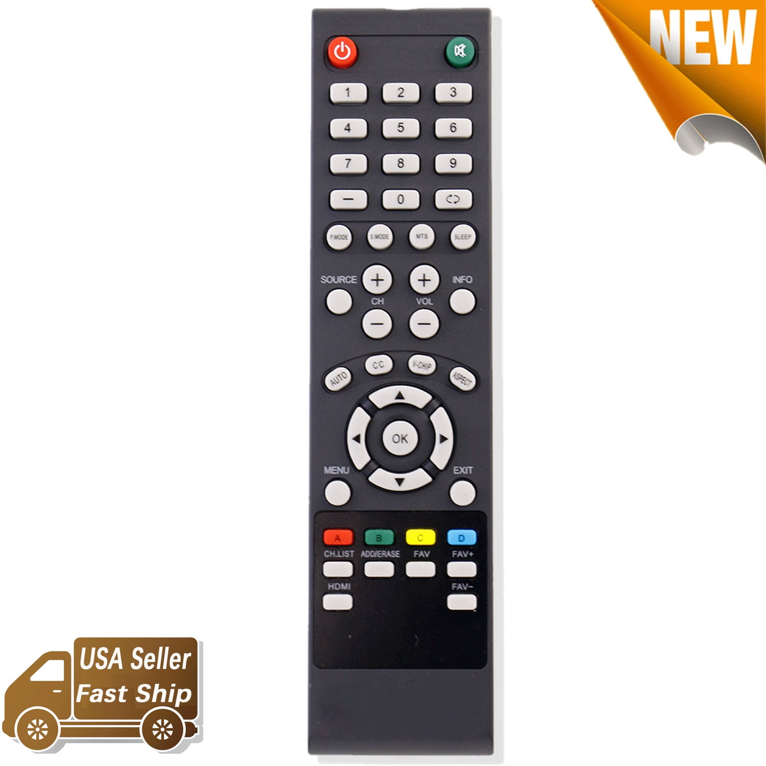 WS1288 Replacemet Remote Control for Element SEIKI PROSCAN TV WS-1288 ...