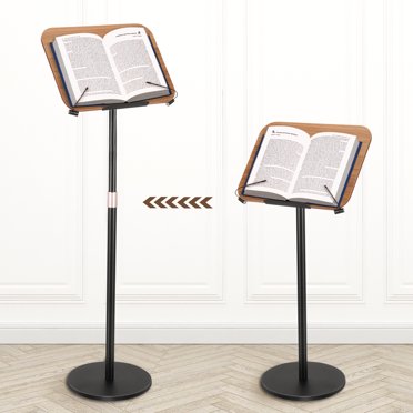 VIVO Light Wood / White Adjustable Bamboo Book Stand for Hands Free ...