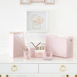 Blu Monaco Pink Office Supplies Hot Pink Desk Accessories for Women Office 6 Piece Cute Pink Desk Organizer Set Walmart