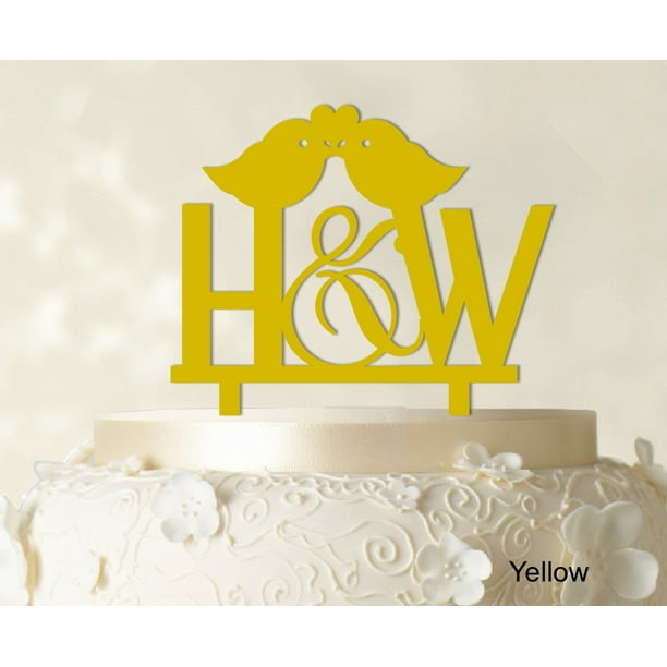 "Initial Wedding Cake Topper Custom Yellow Cake Topper Color Option ...