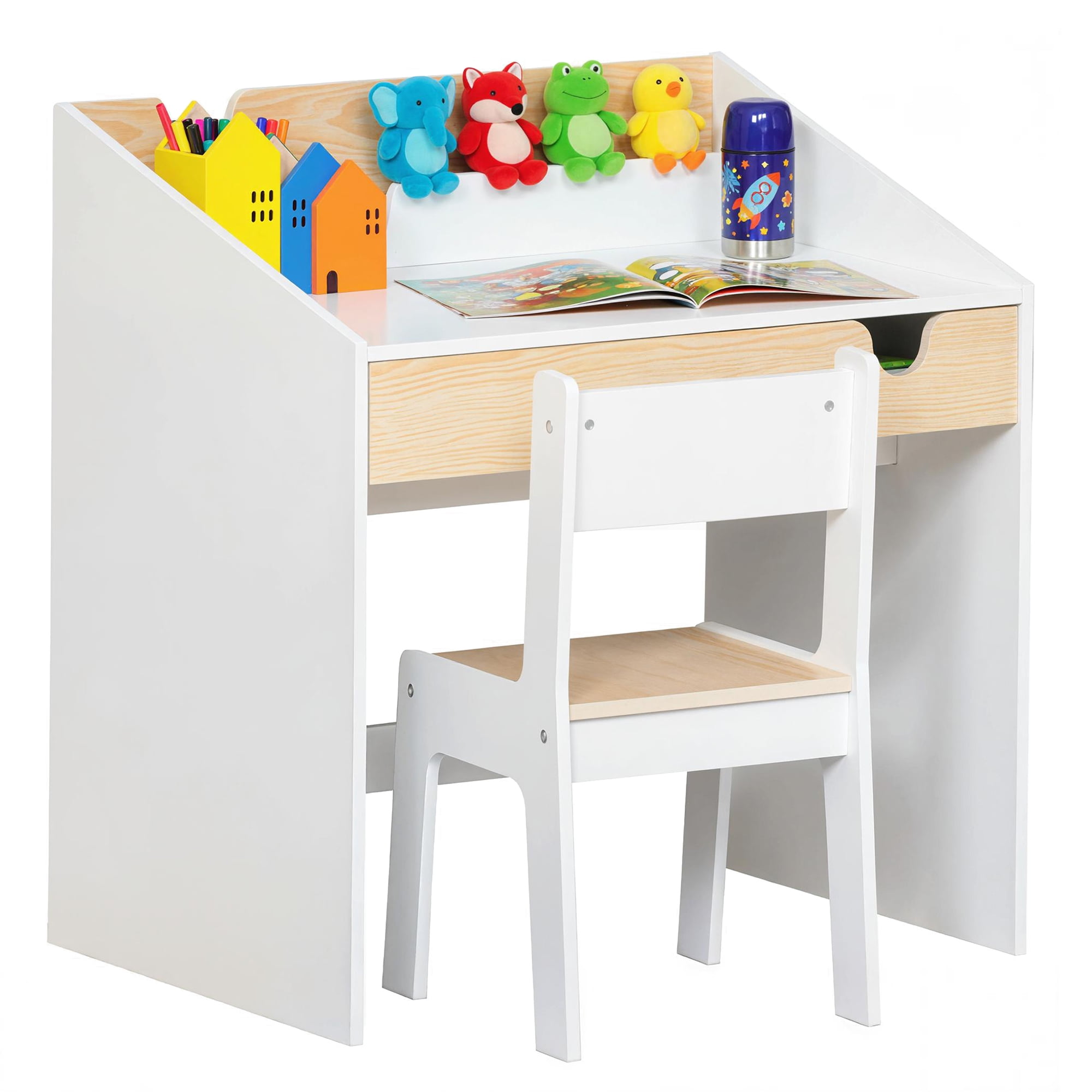 Click here for Qaba Kids Desk And Chair Set With Storage Pull-Out... prices