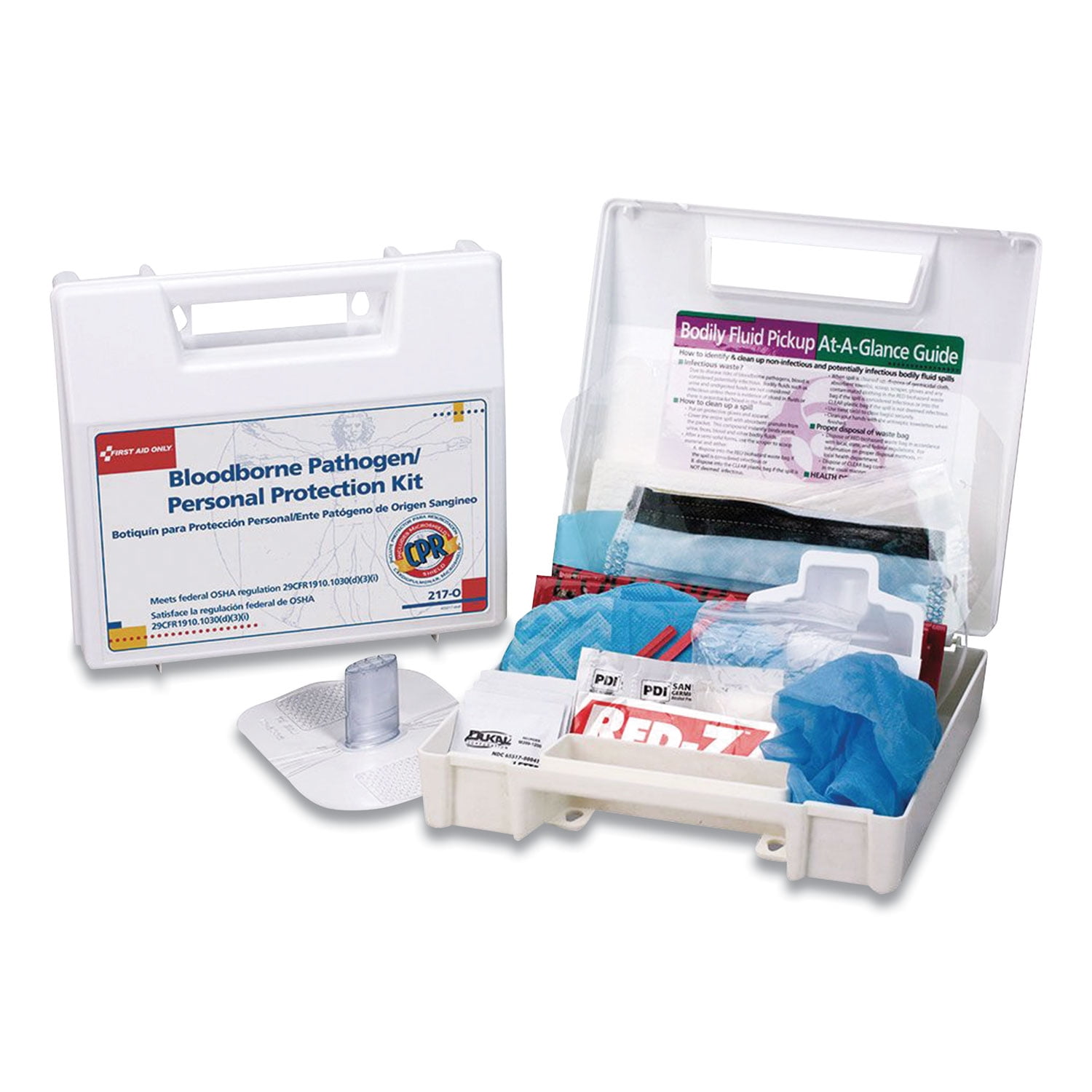 First Aid Bloodborne Pathogen/Personal Protection Kit 26 Piece Plastic ...