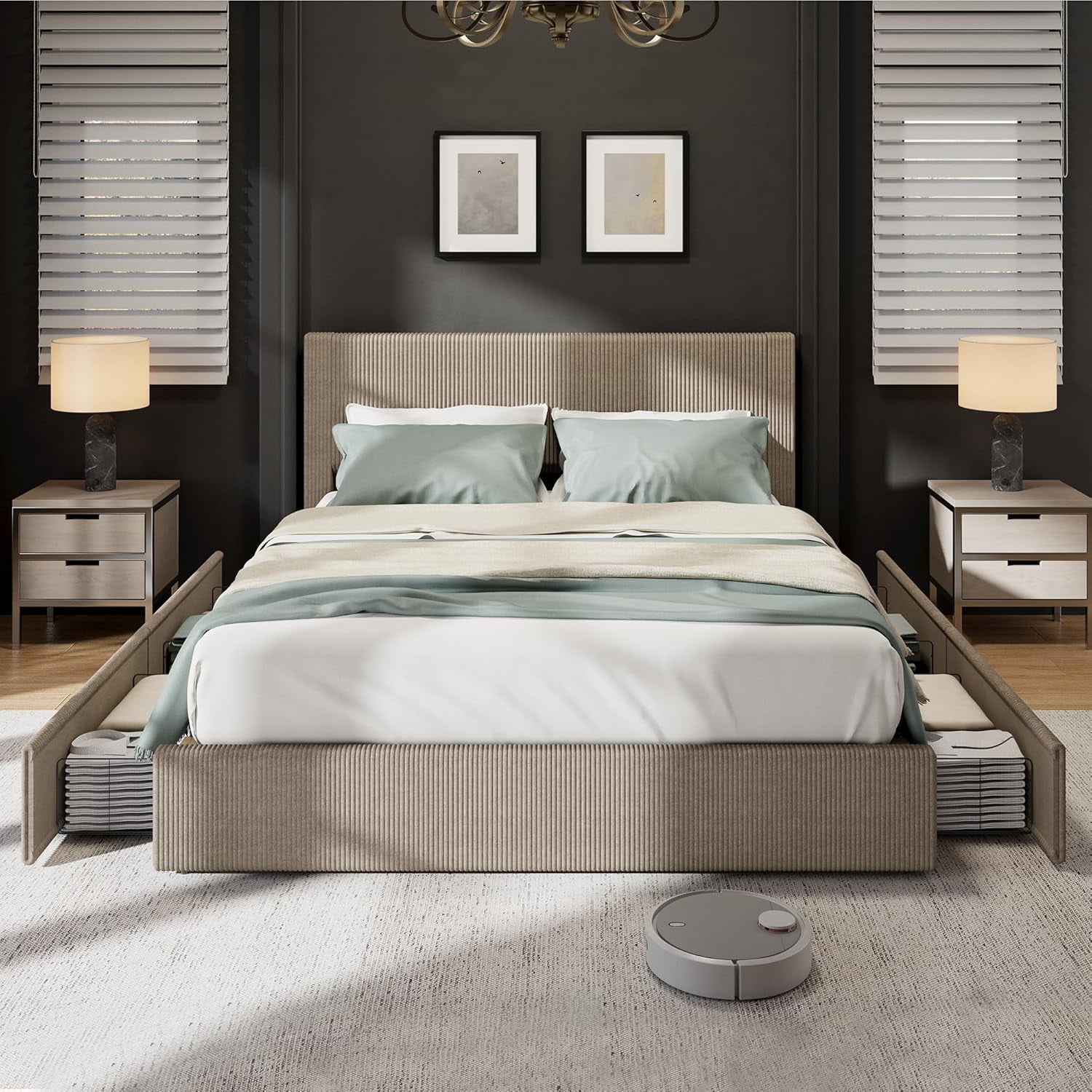 Click here for Yusazens Bed Frame  Queen Size Platform Bed With 4... prices