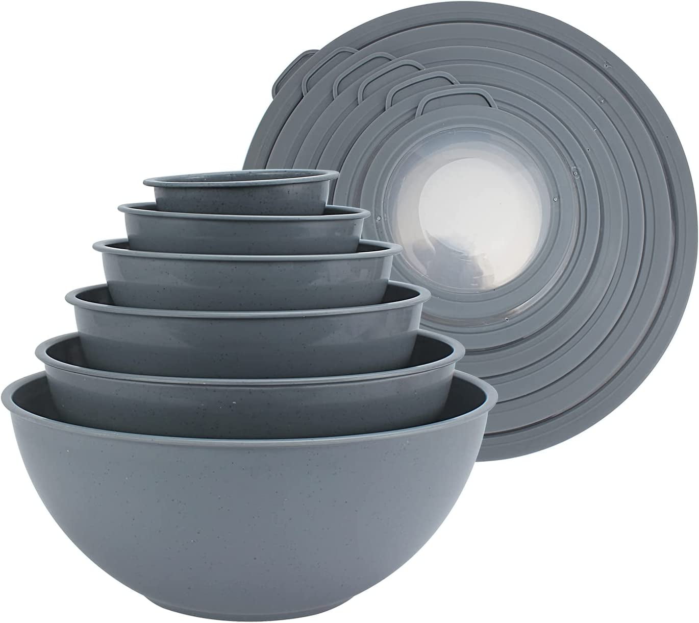 Cook with Color Mixing Bowls with TPR Lids - 12 Piece Plastic Nesting ...