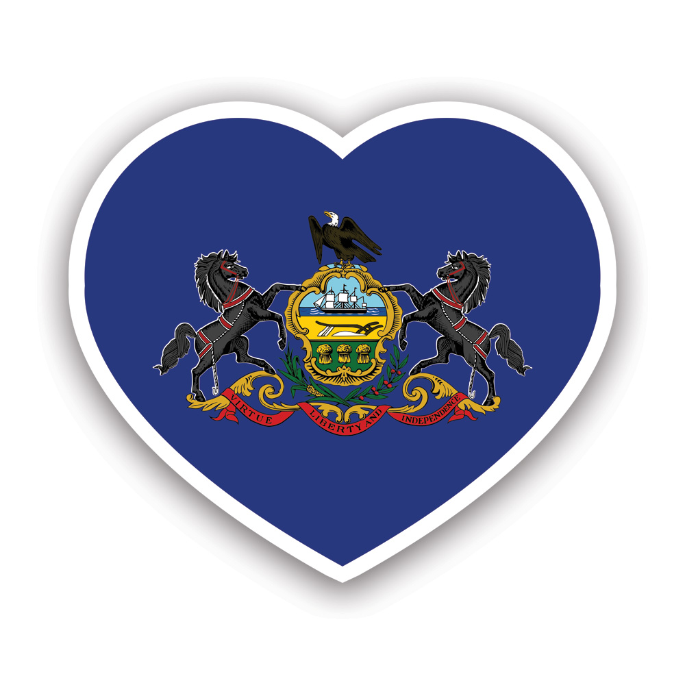 Pennsylvania Heart Sticker Decal - Self Adhesive Vinyl - Weatherproof ...