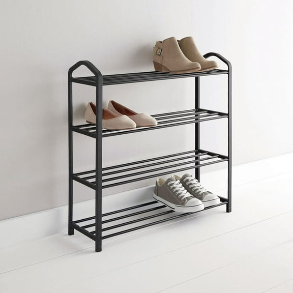 Mainstays 4 Tier Shoe Rack, Black