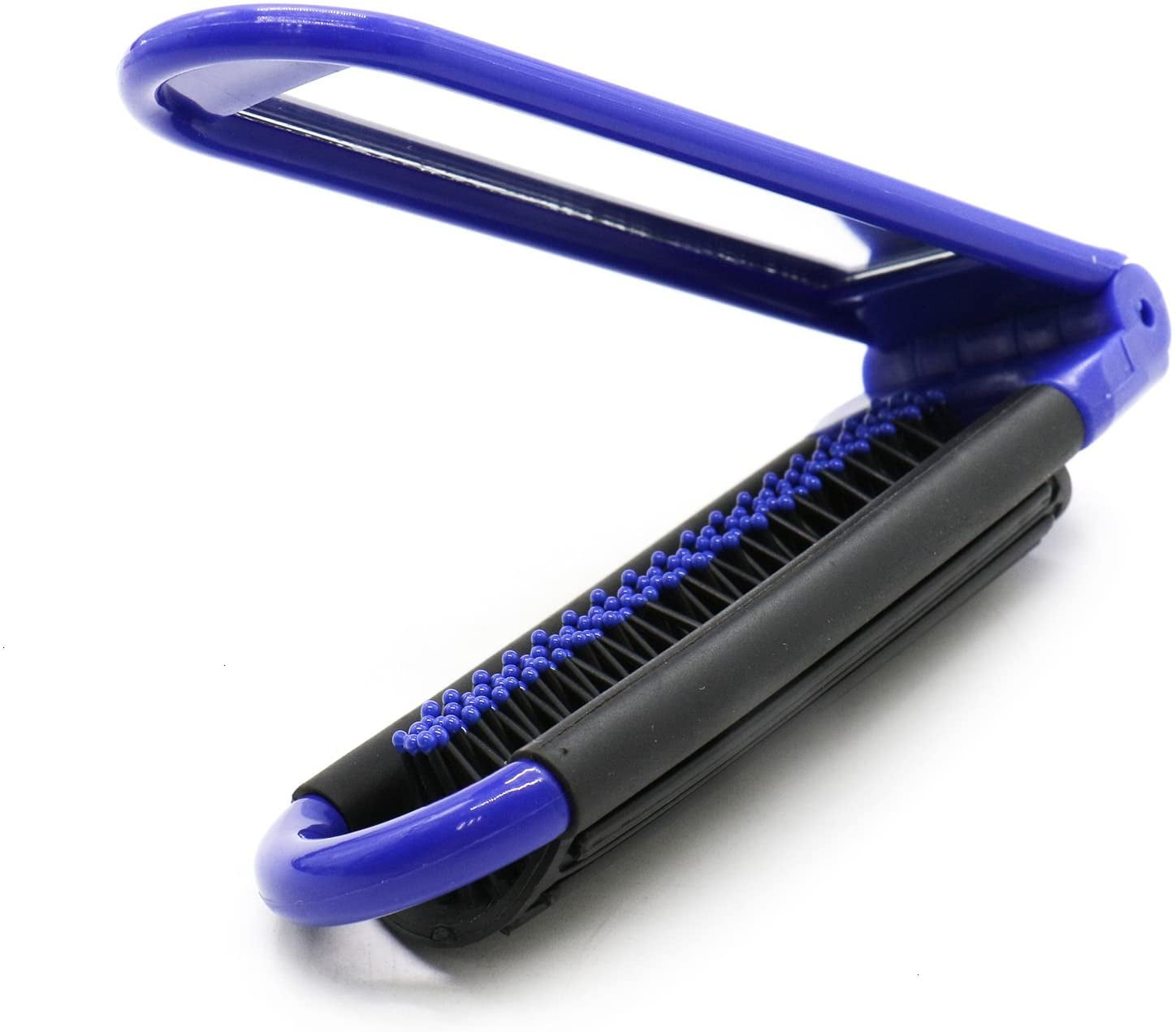 Portable Folding Hair Brush With Mirror Compact Travel Comb - Purple ...