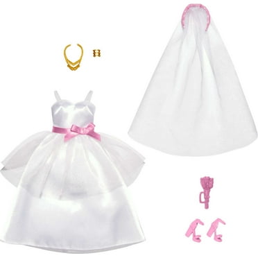 Barbie Bride Dress Up Wedding Set - Contains Top, Skirt, Veil, Ring ...