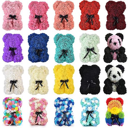 Diy 25 Cm Teddy Rose Bear Artificial Flower Bear Rose Valentine's Day ...