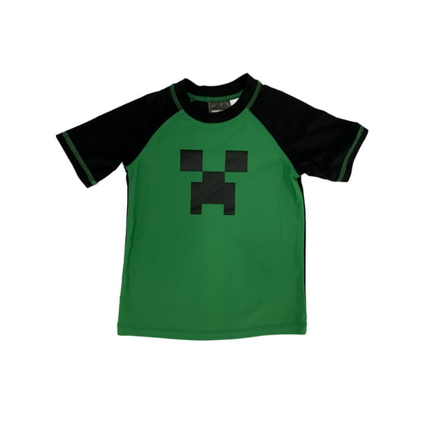 Minecraft - Minecraft Boys Green & Black Rash Guard Swim Shirt XS ...