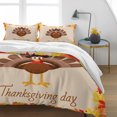 4 Piece Duvet Cover Set Cal king, Thanksgiving Cartoon Turkey Soft ...