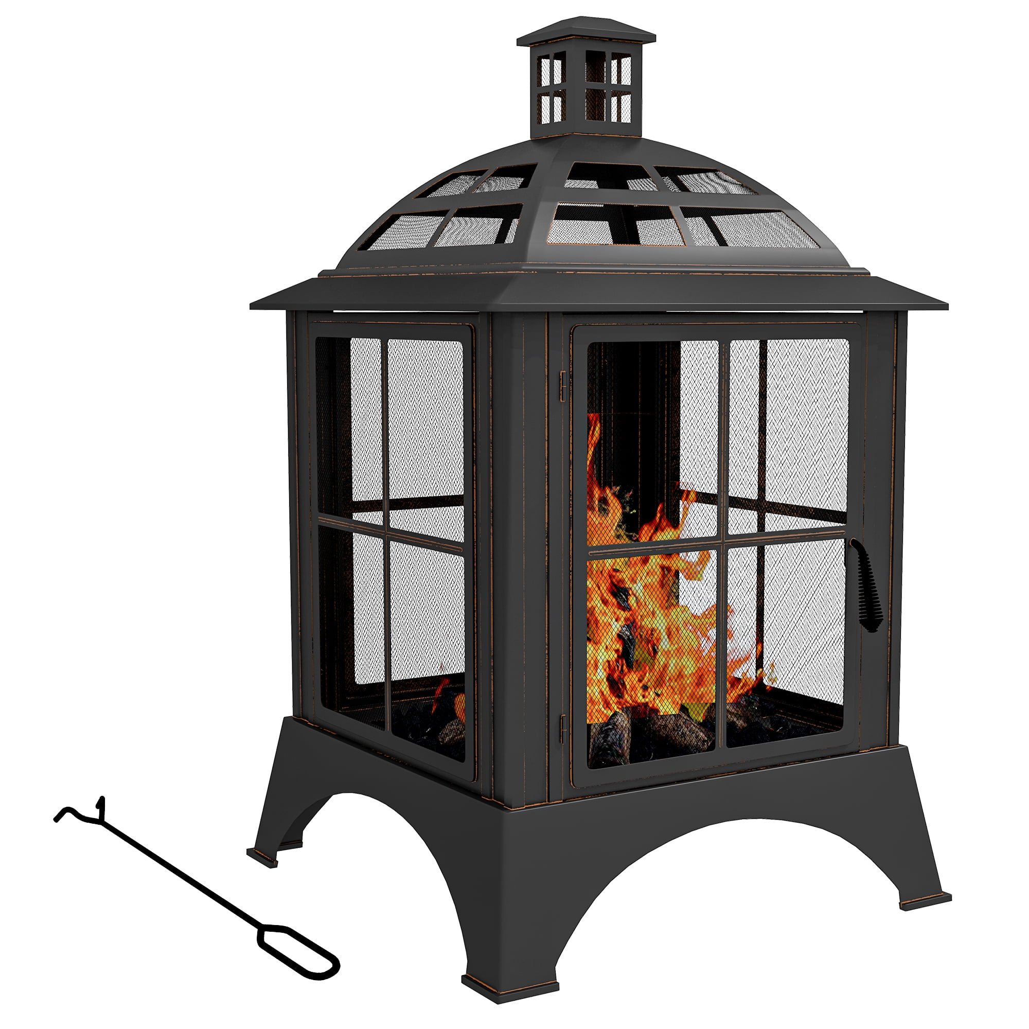 Click here for Outsunny 28 Fire Pit With Poker  Chimney Style Woo... prices