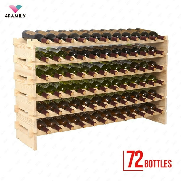 Uenjoy 4 Family 72 Bottles Stackable Wine Storage 6 Tier Rack Solid ...