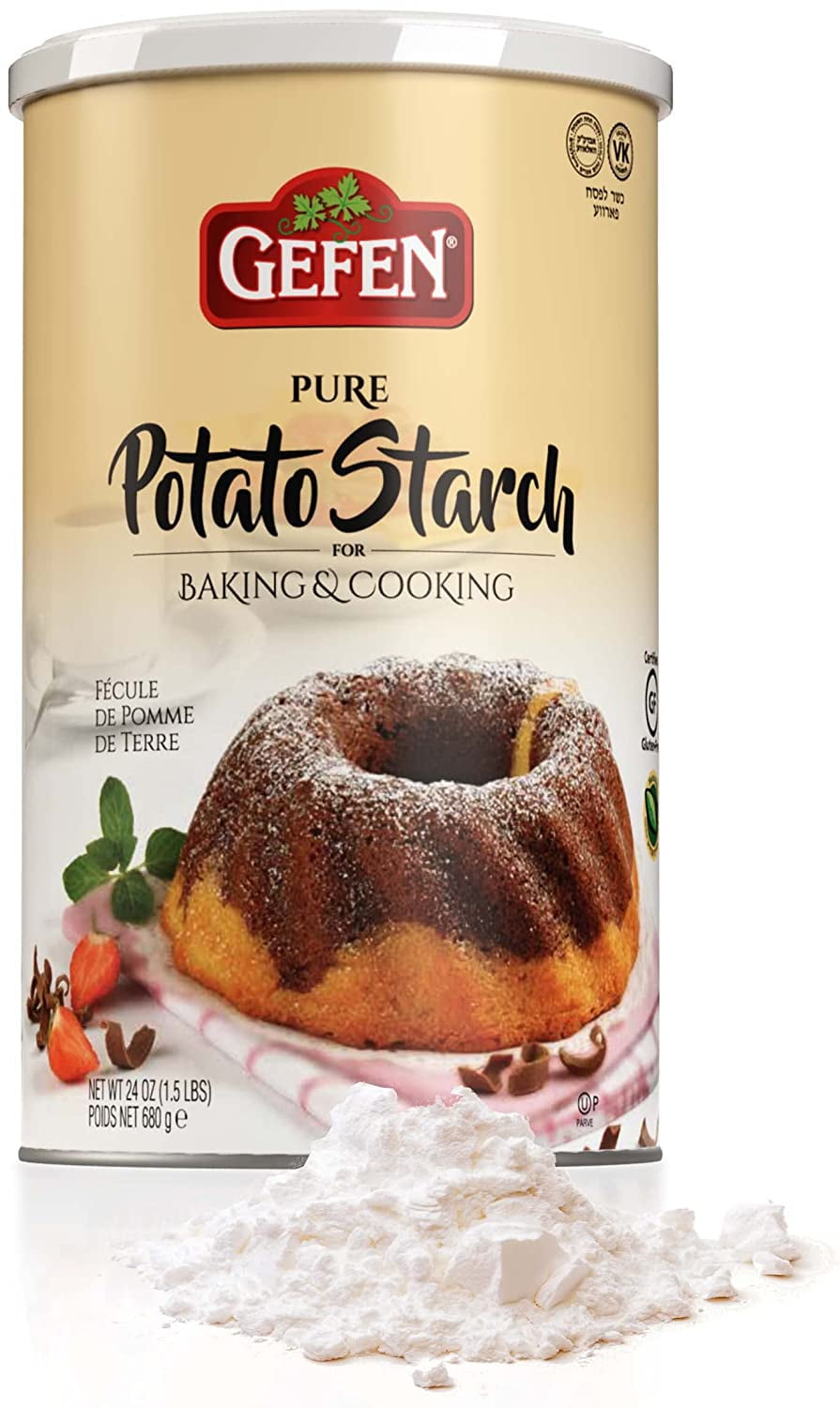 Gefen Pure Potato Starch, 24oz (1.5 lb Resealable Container) Gluten ...