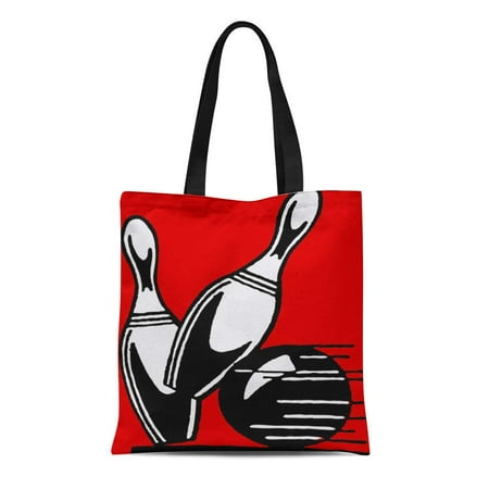 POGLIP Canvas Tote Bag Vintage Retro Bowling Pins Ball Team Strike ...
