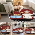 Chef Round Area Rug 3 FT,Small Kitchen Bathroom Mats,Cartoon Red Food ...