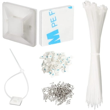 100 Pack Zip Tie Mount With Cable Ties,Self Adhesive-backed Mounts For ...