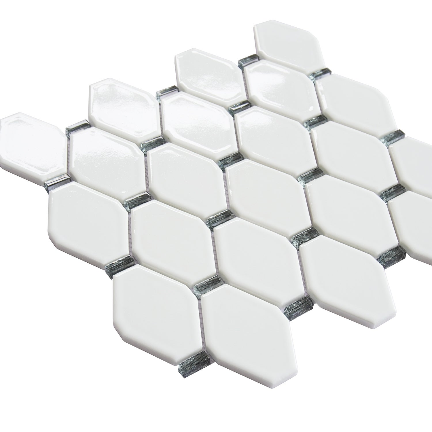 Altair Badajoz Honeycomb Glass Mosaic Floor and Wall Tile White & Black ...