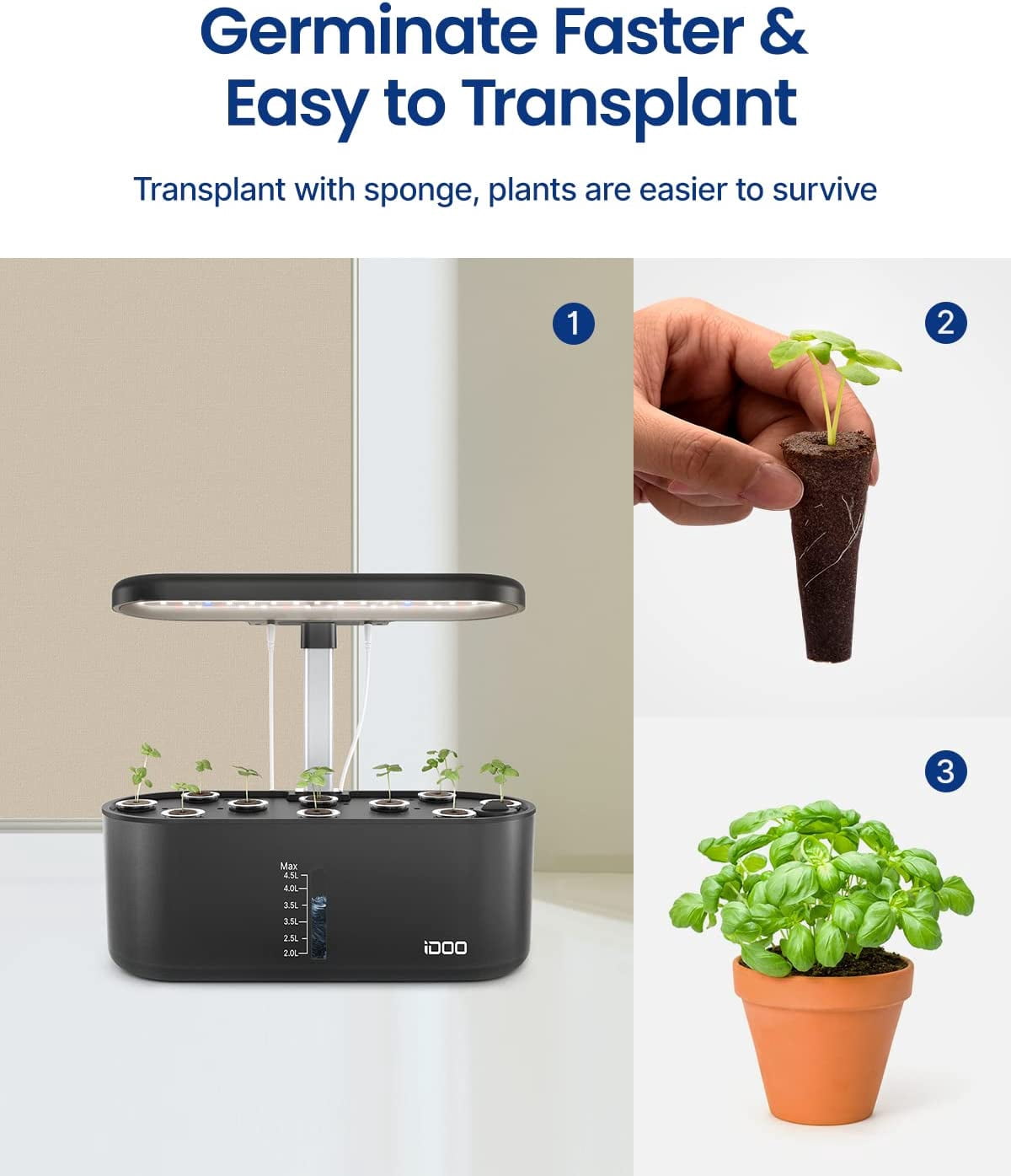 Buy iDOO Hydroponics Growing System, 10 pods Smart Garden with Auto ...