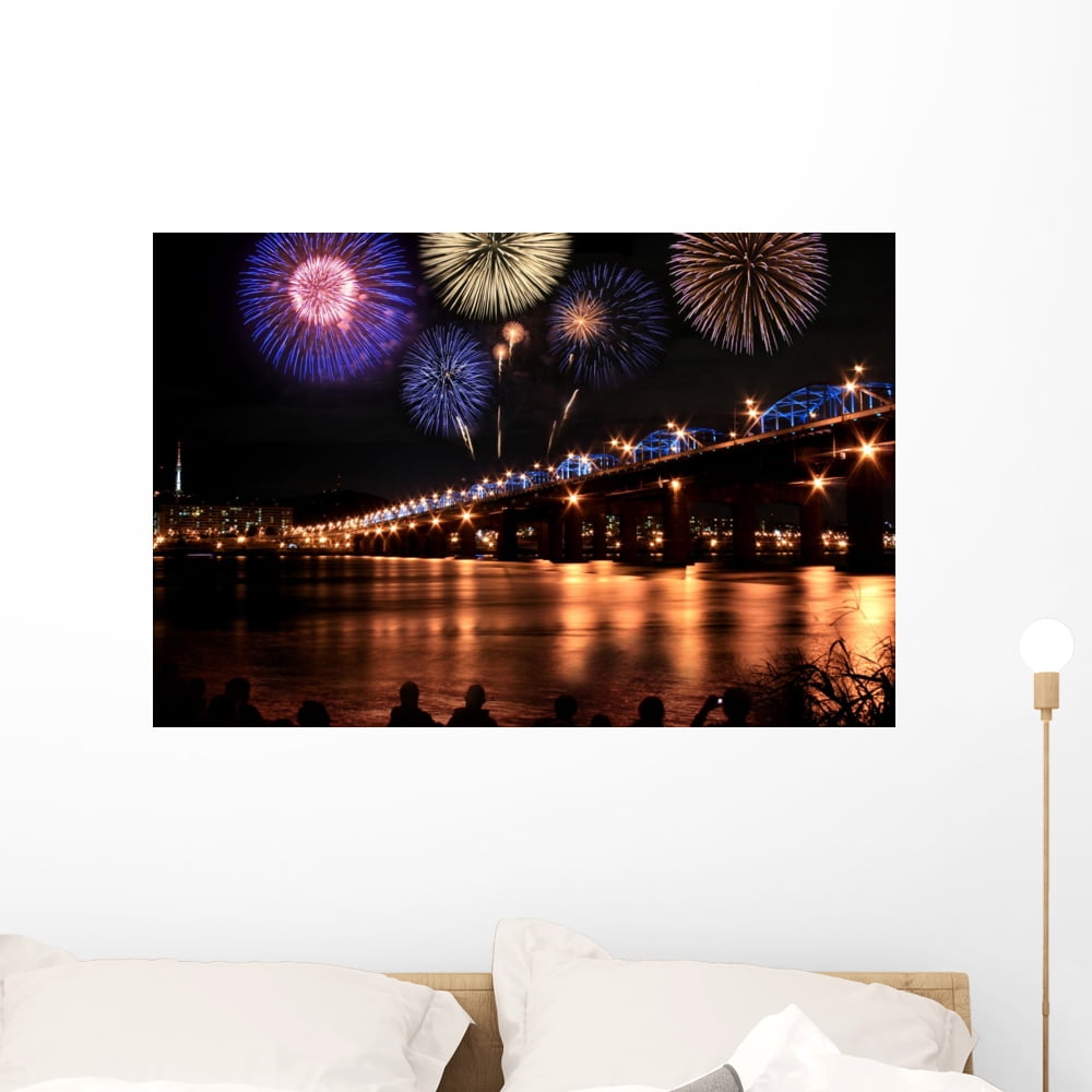 Spectacular Fireworks Han River Wall Mural Decal Sticker, Wallmonkeys ...
