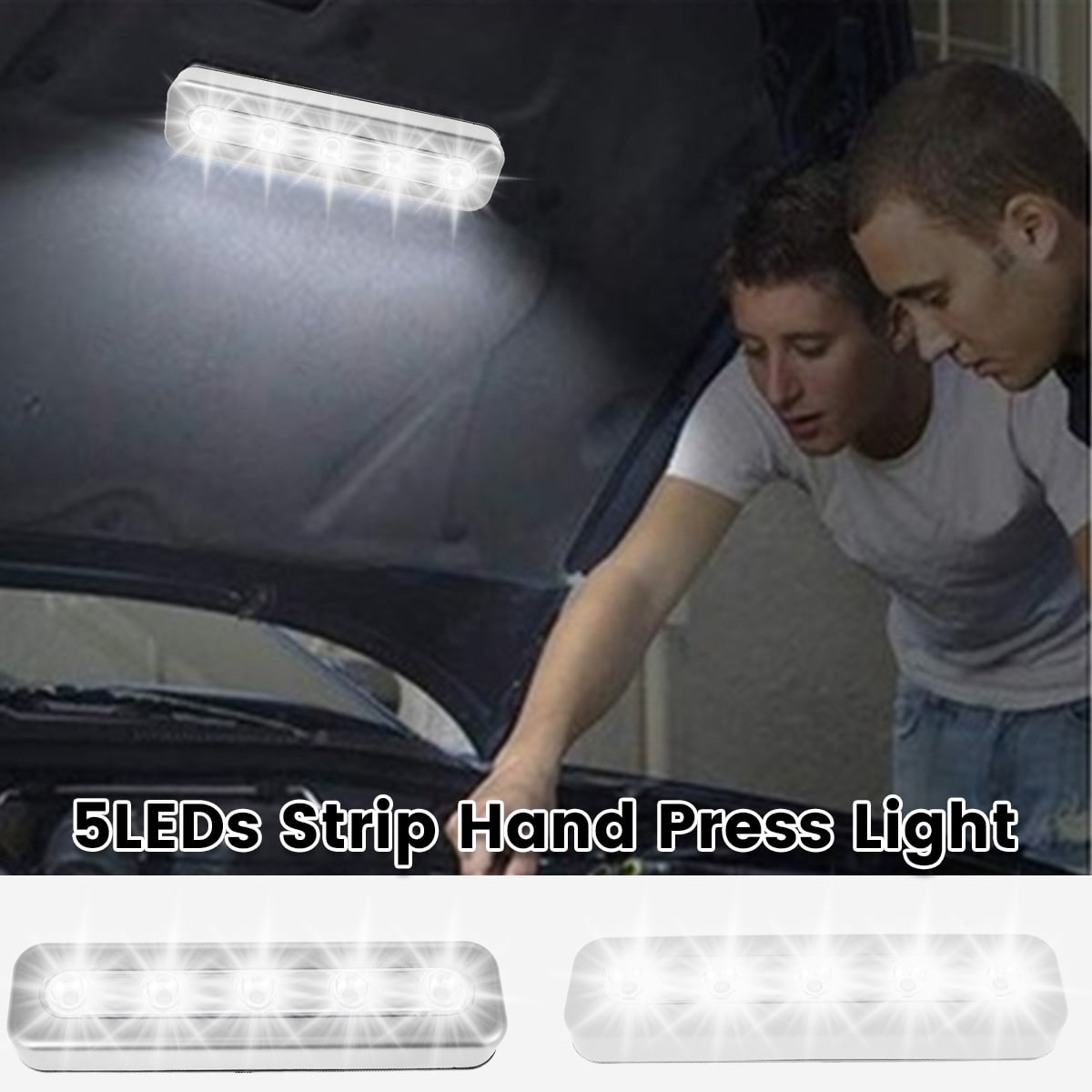 Niyofa Tap Light with 5 LEDs Stick-on Push Light Battery Operated LED ...