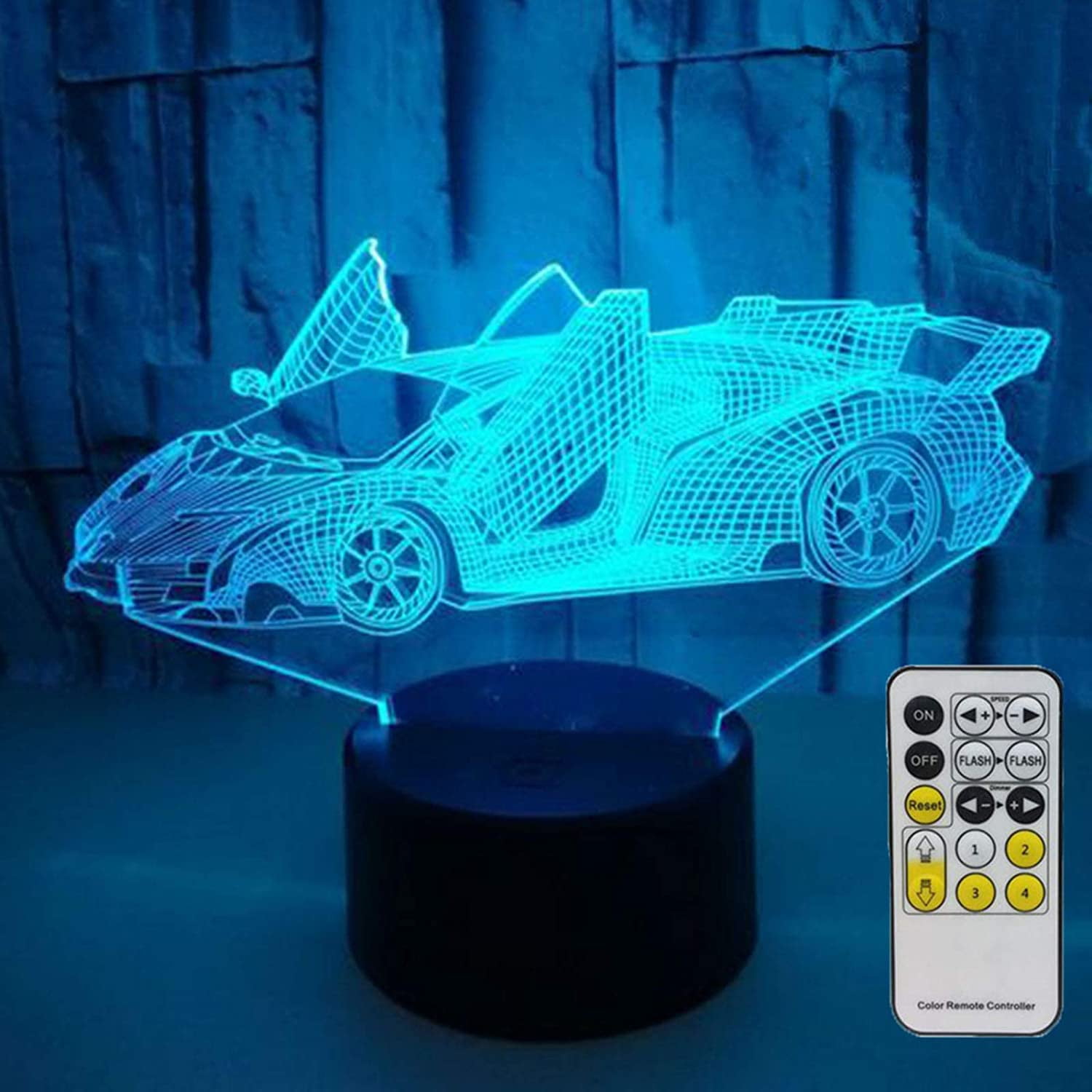 YSITIAN Novelty Race Car 3D Night Light 7 Colors Changing Nightlight ...