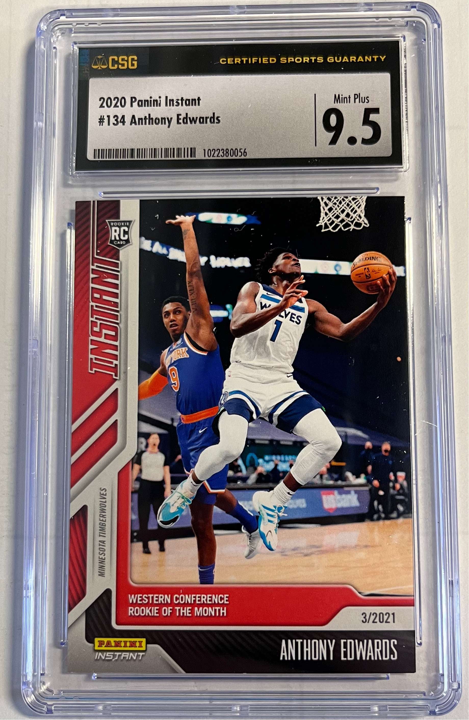 NBA 2020 Panini Instant Anthony Edwards Rookie Graded Card (Western ...