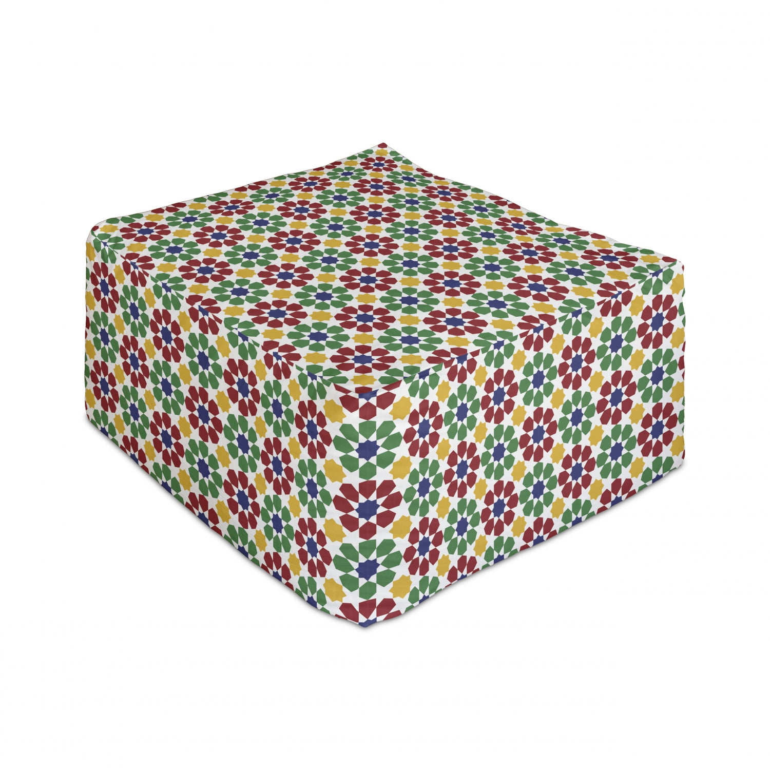 Colorful Rectangle Pouf, Moroccan Star Zellige Pattern in Vibrant ...