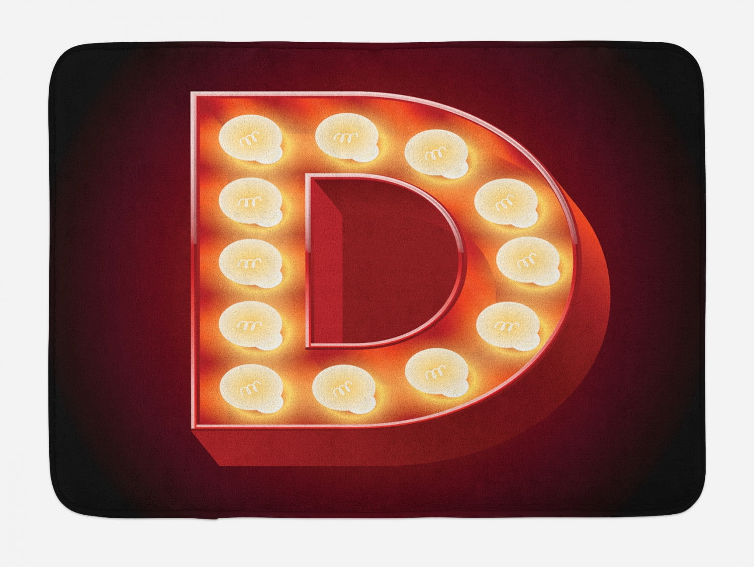 Letter D Bath Mat, Stylized D with Electricity Theme Old Fashioned ...