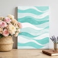 Aqua Ocean Waves Canvas Wall Art for Living Room, Abstract Modern Ombre ...