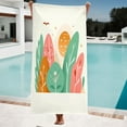 Colorful Forest Pattern Beach Towel - Vibrant Trees & Flying Bird ...