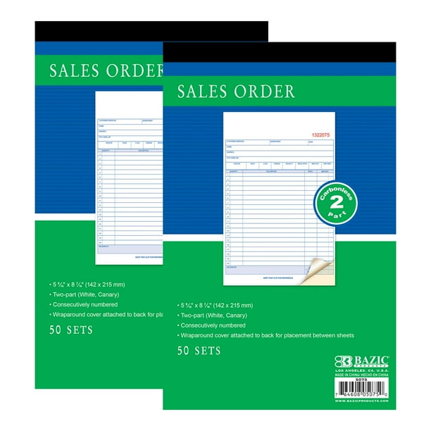 BAZIC Sales Order Book, 50 Sets 5 9/16"x8 7/16" 2-Part Carbonless, 2 ...