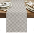 Beige Grid Table Runner, Modern Minimalist Classic White Fine Lines ...