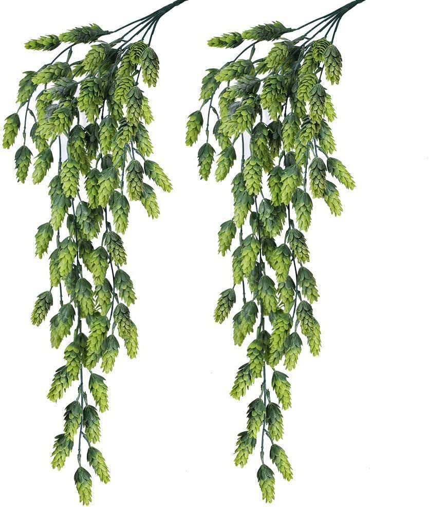 2 PCS Artificial Hops Flower Vine Garland Fake Hanging Vine Hops Faux ...