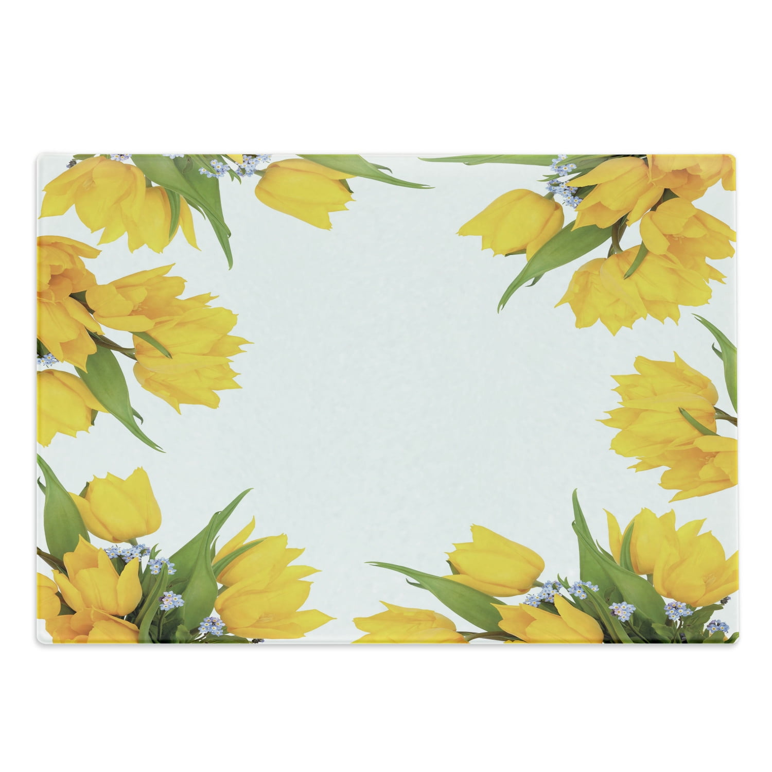 Yellow Flower Cutting Board, Abstract Frame Yellow Tulip and Blue ...