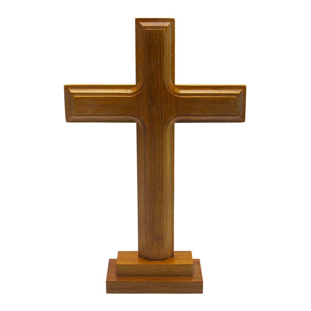 Wooden Standing Cross Decor Altar Cross with Stand Double-Sided Display ...