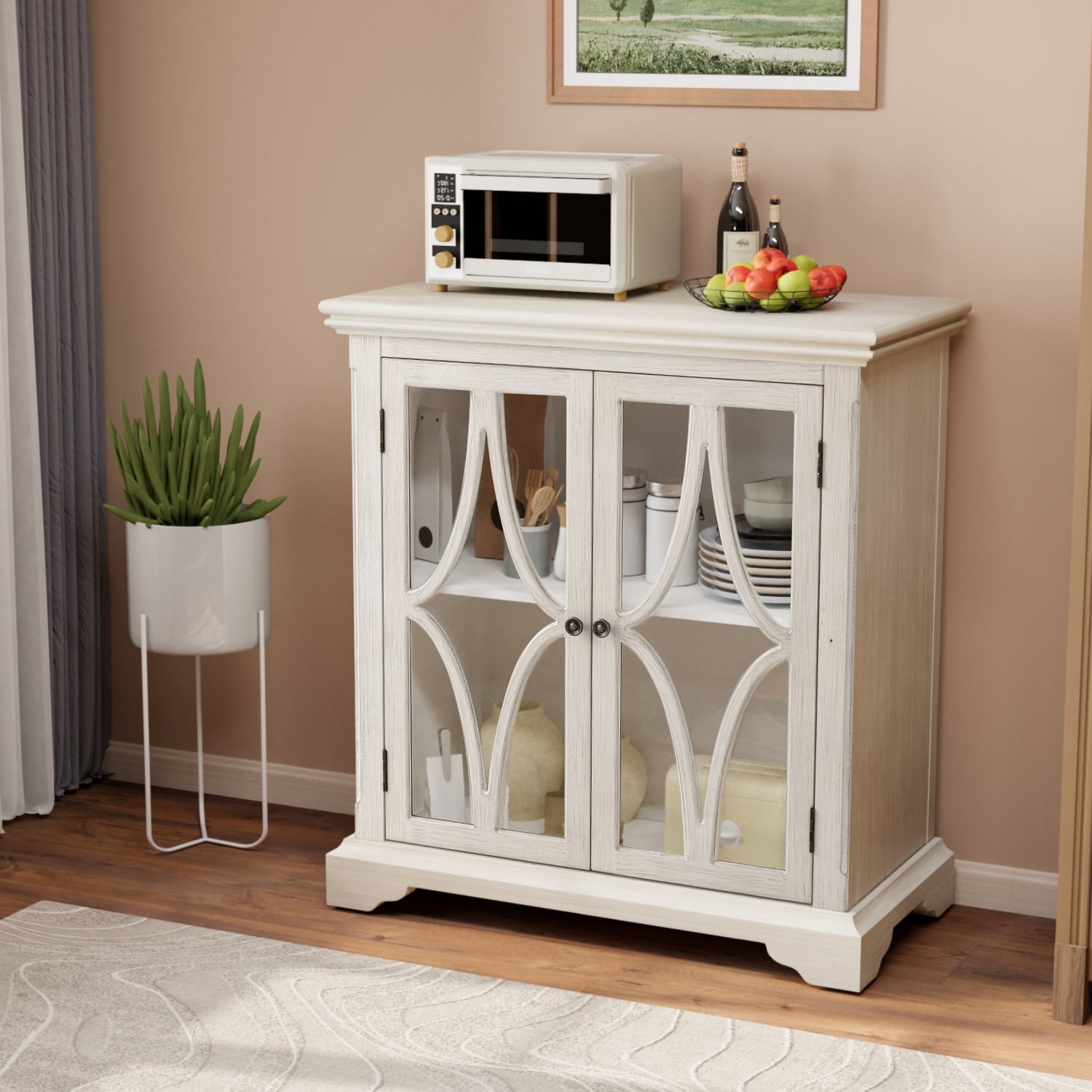 COSIEST Sideboard Buffet Cabinet, MDF Kitchen Buffet Cabinet with ...