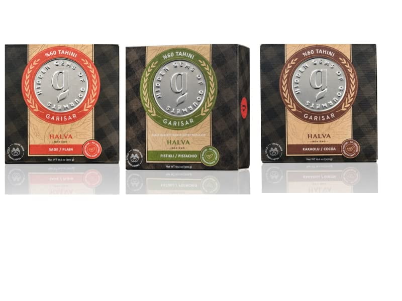 Garisar Tahini Halva 60% Tahini - Plain Halva- Pistachio Halva - Cacao ...