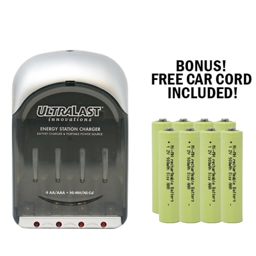 UltraLast AA / AAA Smart Battery Charger + 8 AAA NiMH Batteries (900 ...