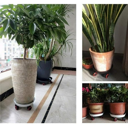 Plant Caddy Mobile Flower Pot Tray Round Universal Wheel Potted Flower ...