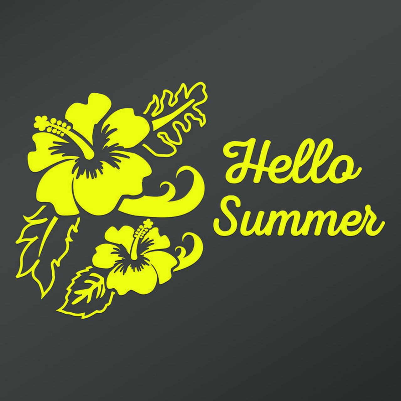 Hibiscus Flower Hello Summer Decal Sticker | 5.5-Inches By 3.5-Inches ...