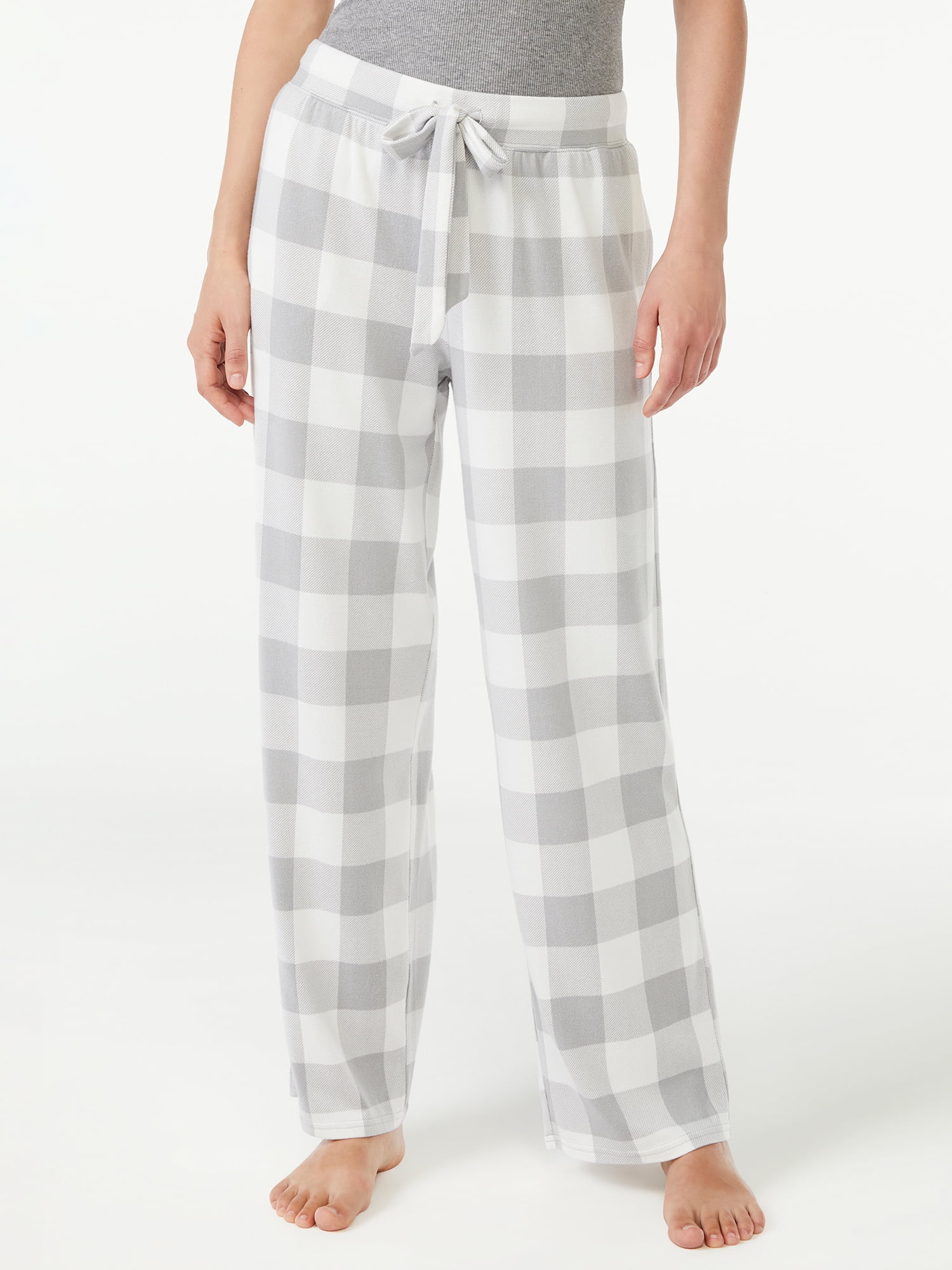 Joyspun Women's Hacci Knit Wide Leg Pajama Pants, Sizes S to 3X ...