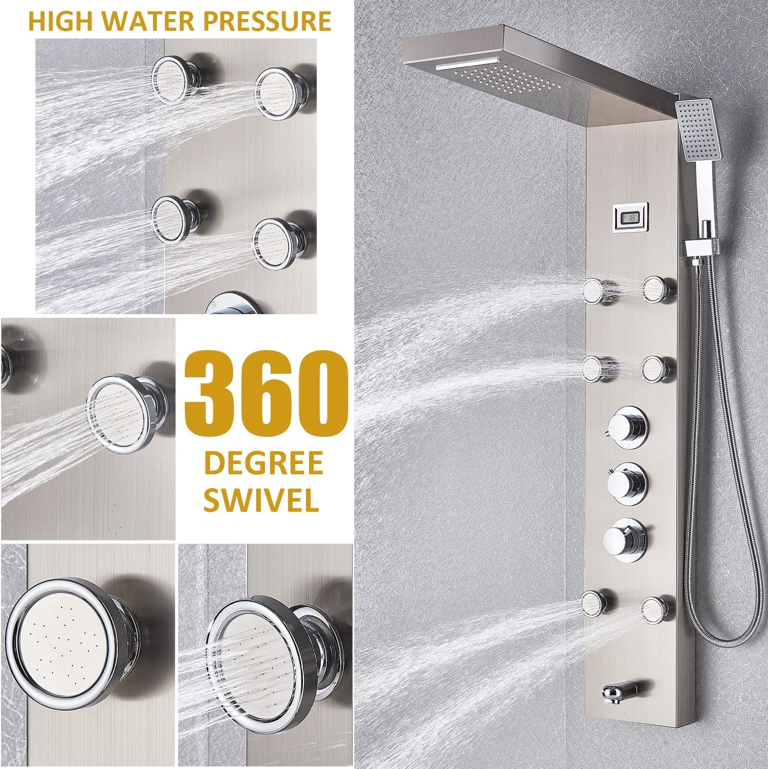 Buy Rozin Shower Panel Tower System Thermostatic Bathroom Shower Panel ...